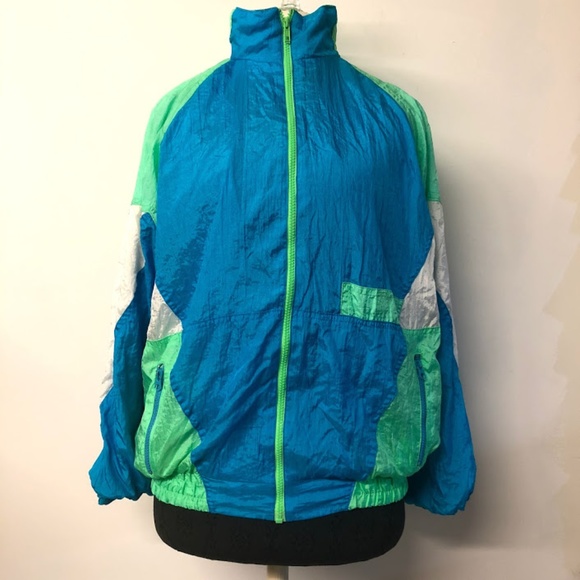 Vintage | Jackets & Coats | Vintage Blue Green Color Block 8s 90s ...